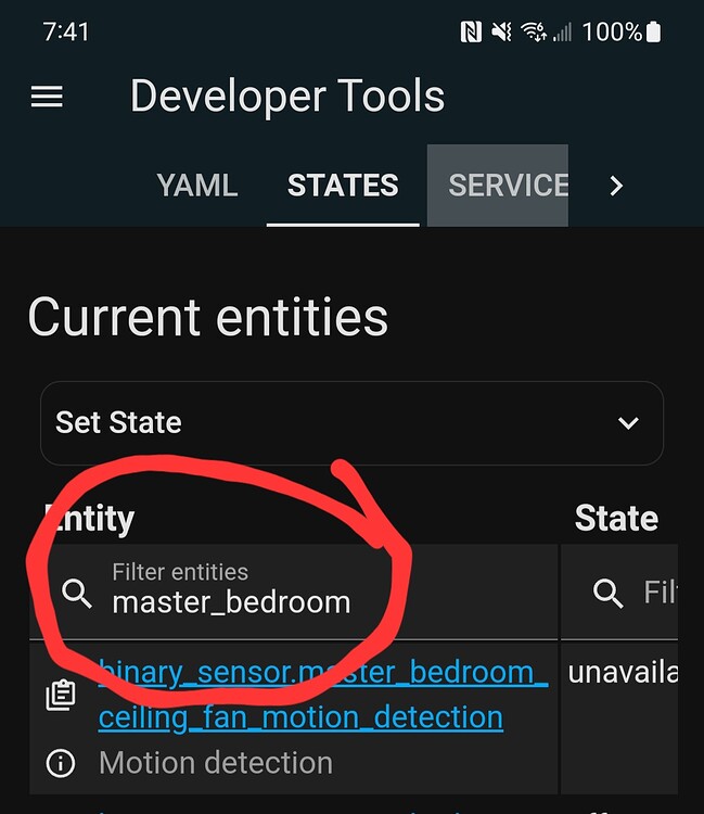 Add a way to search/filter entities in "Developper Tools" page, in the "State" section - Feature ...