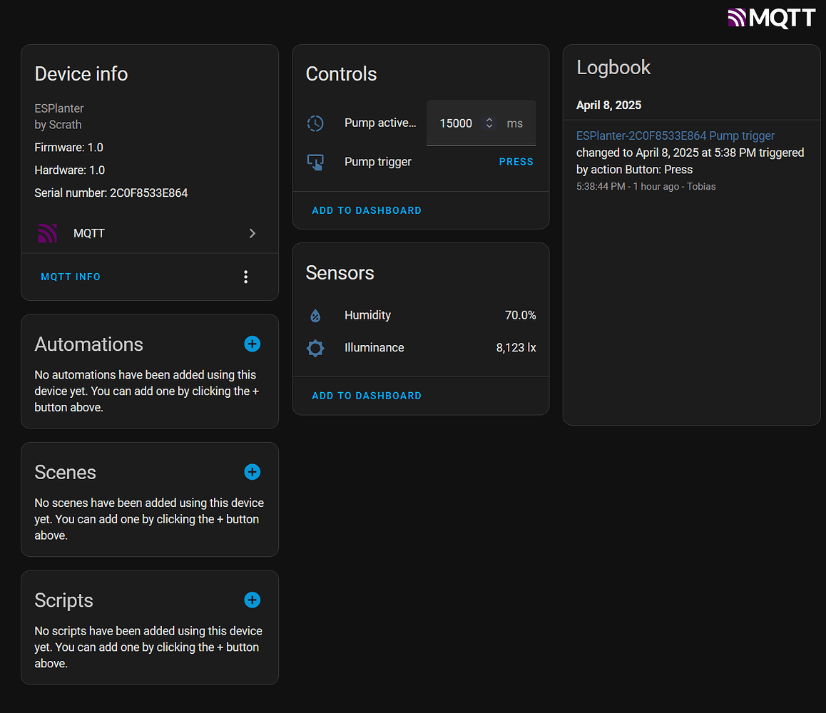 MQTT integration component type for pump / help designing a good interface for it ...