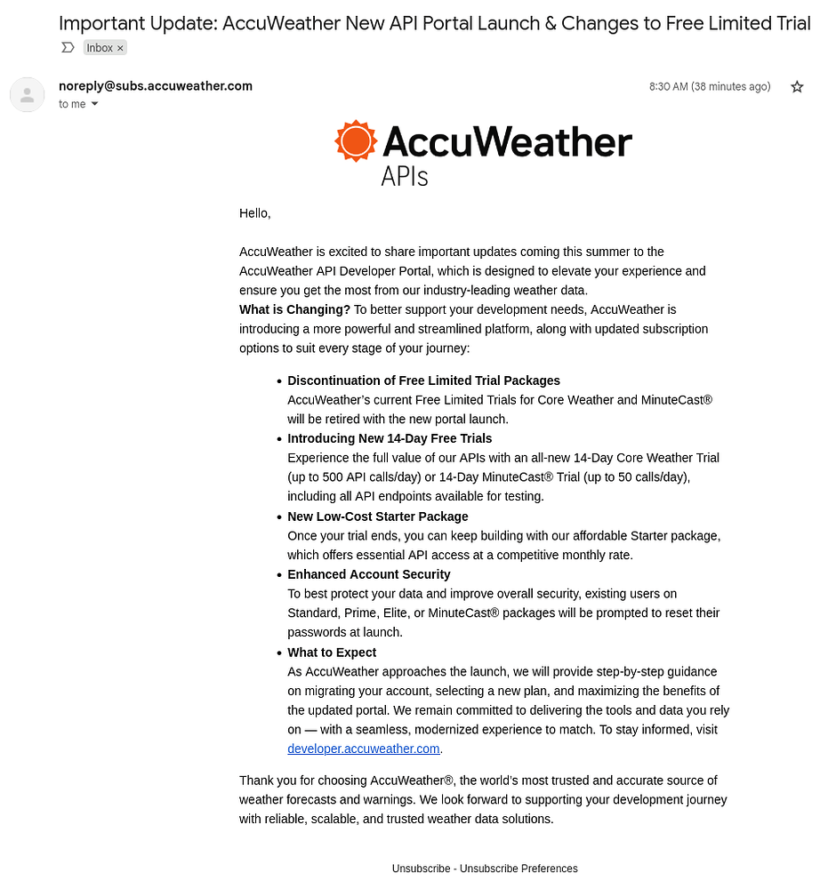 Accuweather Changing API - Configuration - Home Assistant Community