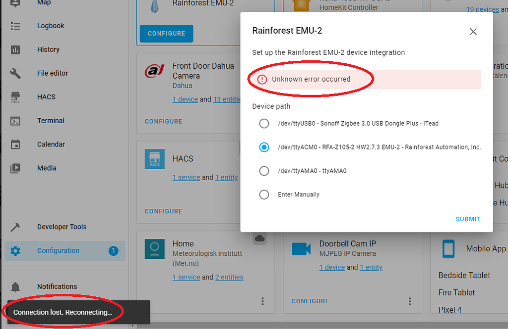 Rainforest EMU-2 Integration problem - Configuration - Home Assistant Community
