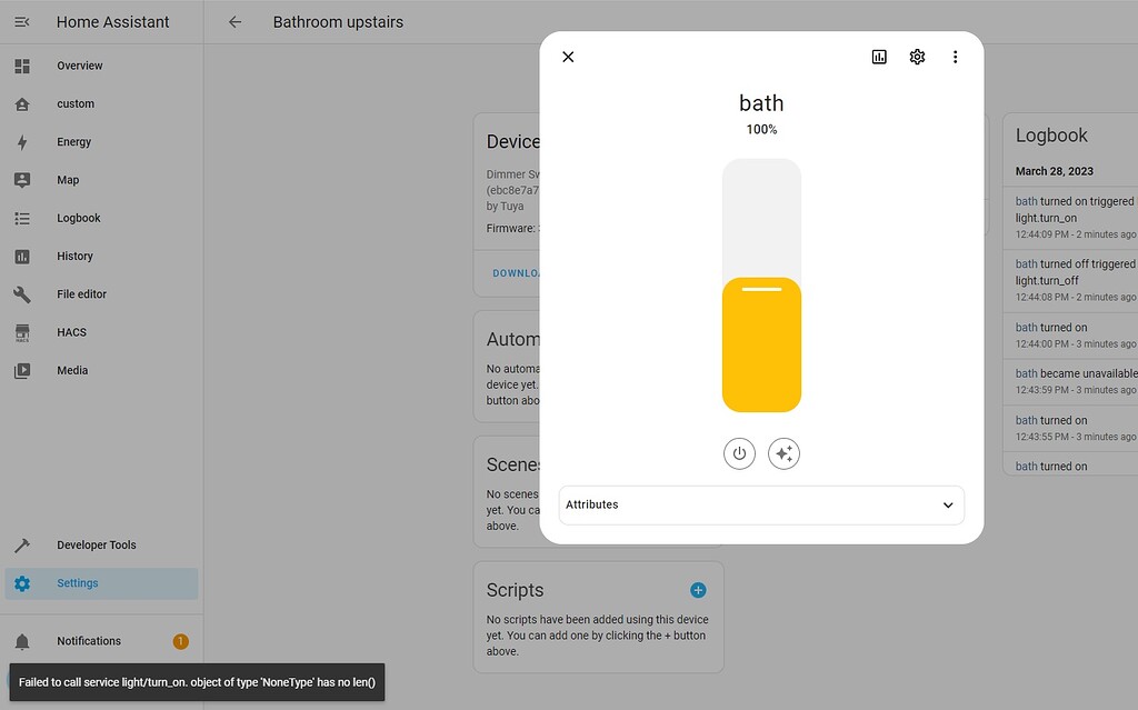 Tuya Local DImmer light switch does not dimm - Third party integrations - Home Assistant Community