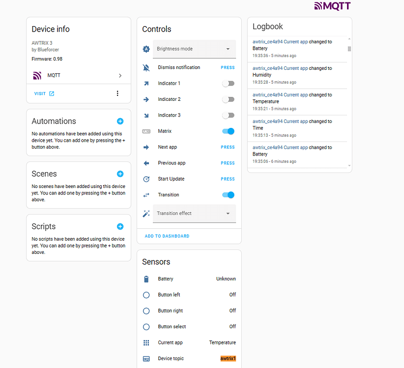 AWTRIX - No Connection - Node-RED - Home Assistant Community