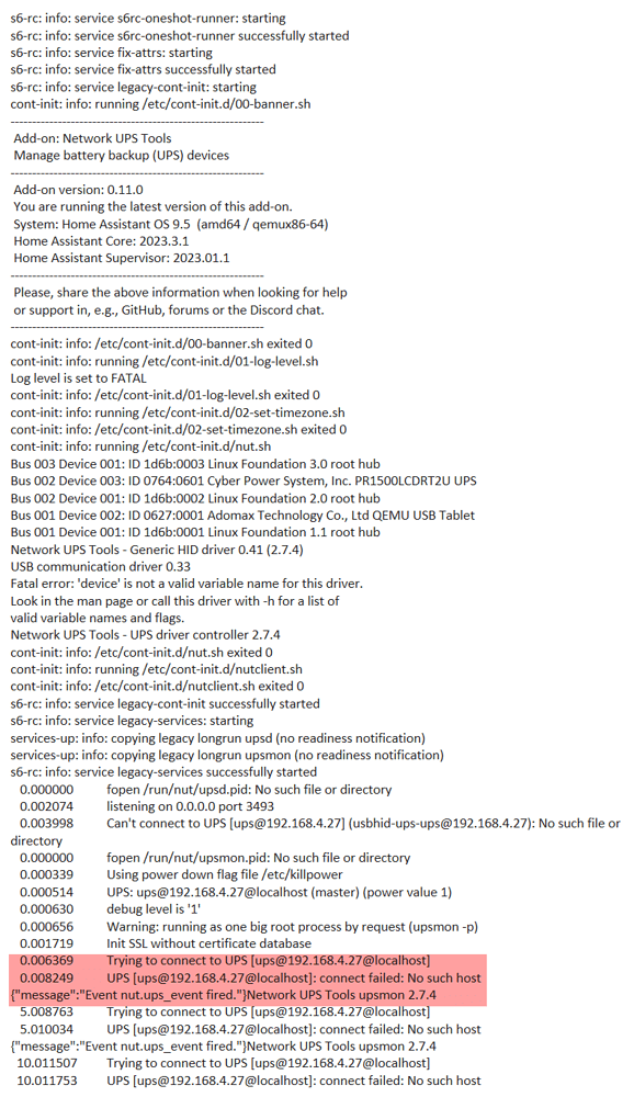 Getting NUT (Network UPS Tool) Add-on to start - Configuration - Home ...
