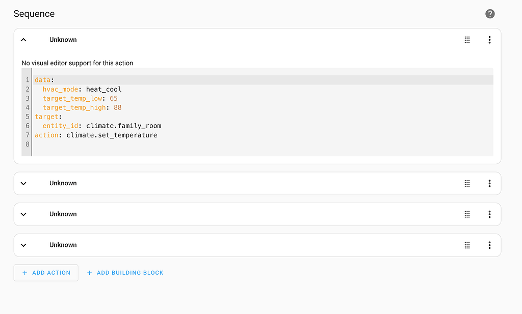 "No visual editor support for this action" after latest update ...