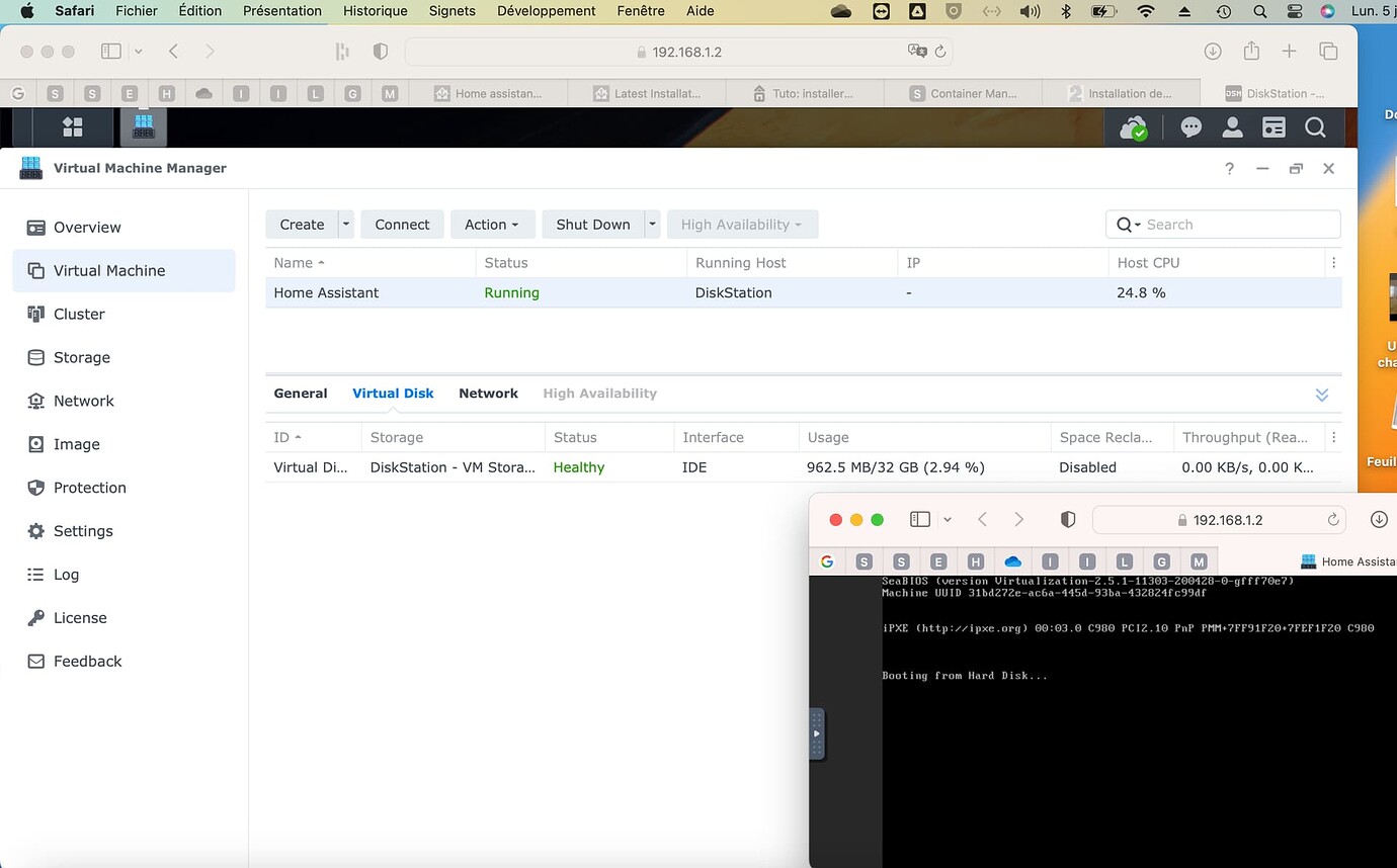 Home Assistant On Vmm Synology Nas Booting From Hard Disk Installation Home Assistant