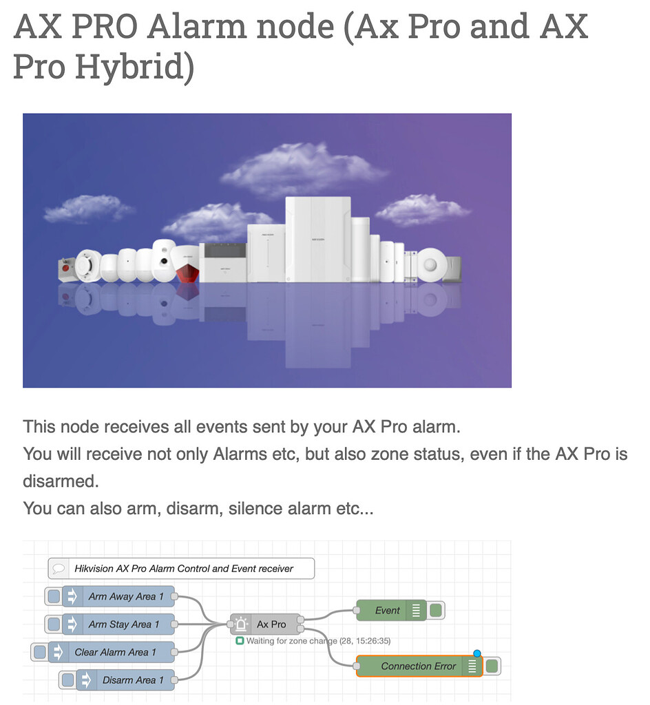 Hikvision AX Pro controller for Node-Red - Node-RED - Home Assistant ...