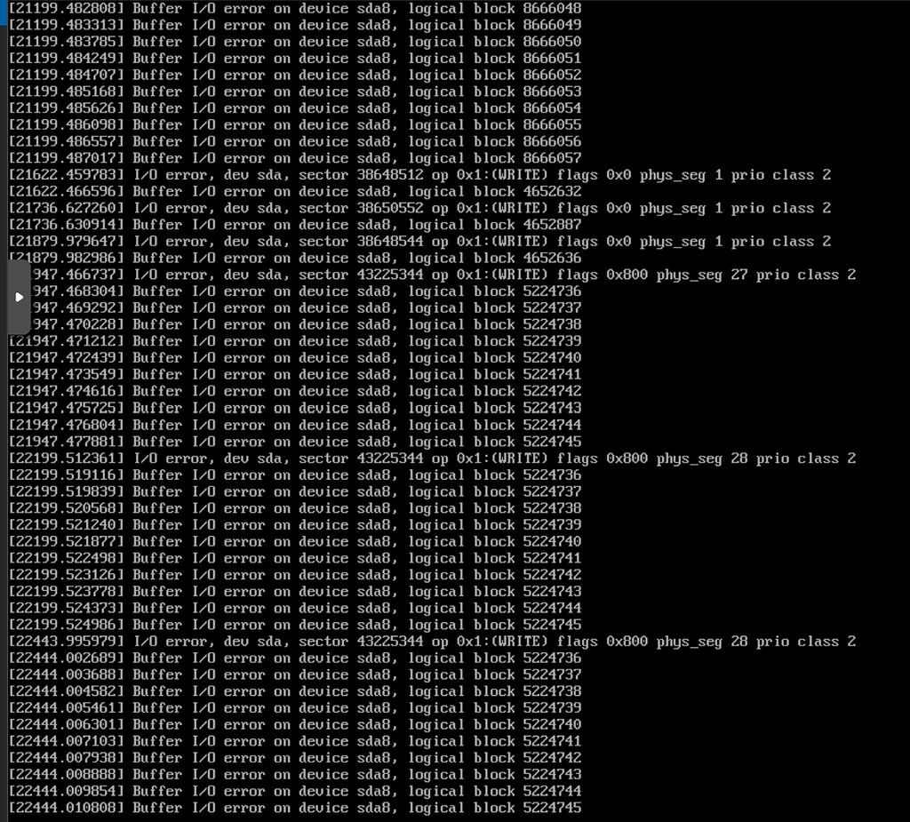 Buffer I/O error on device sda8 [proxmox VM] - Installation - Home Assistant Community