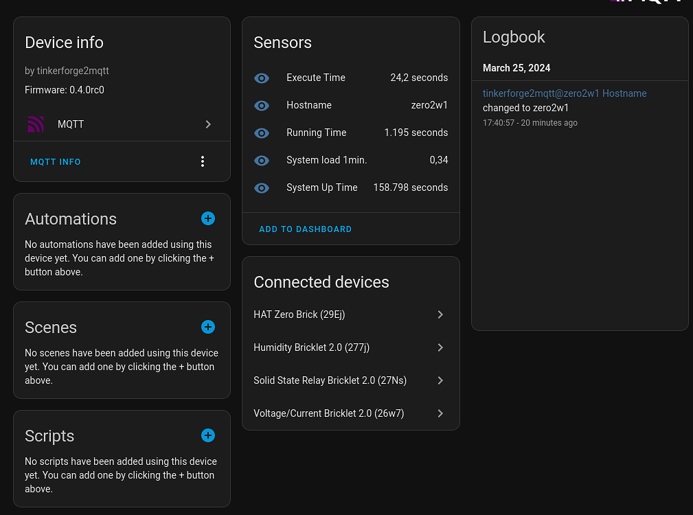 Tinkerforge2mqtt -> HomeAssistant - Share your Projects! - Home Assistant Community
