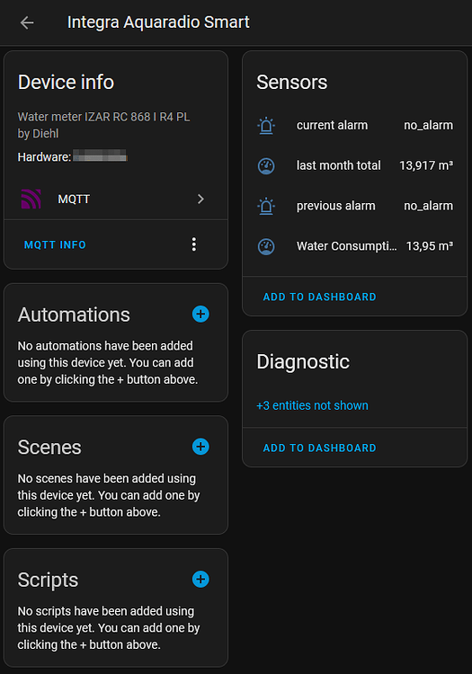 Switzerland Wmbusmeters Ha Integration Of Integra Aquaradio Smart Water Meter Energy Home