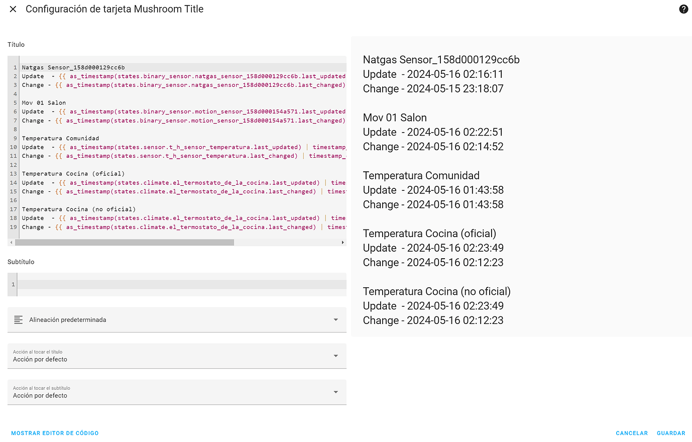 How to display the last_updated field of an entity in the lovelace view - Configuration - Home ...
