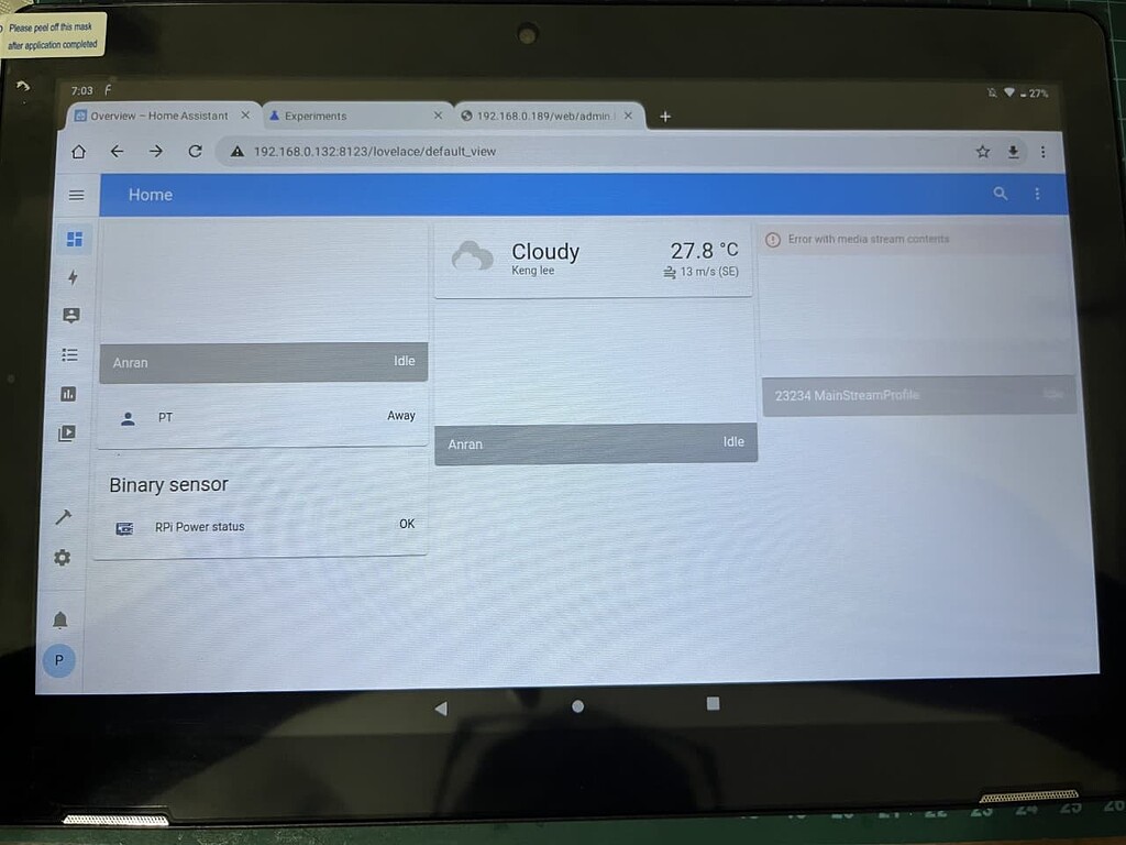 Live camera steam not working on android device (fully kiosk ...