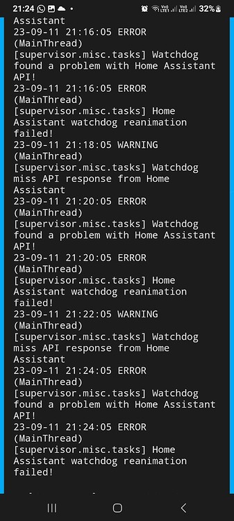 Watchdog error reanimation failed - Home Assistant Community