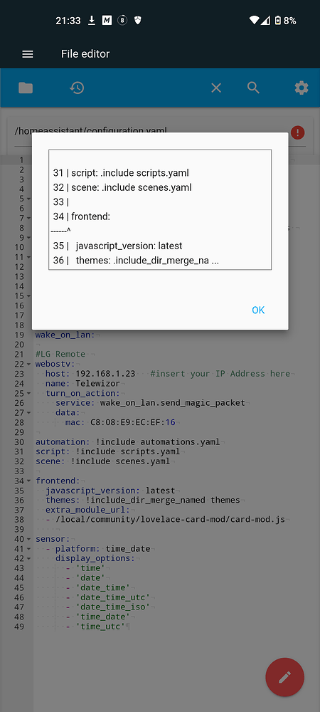 Yaml config error - Frontend - Home Assistant Community