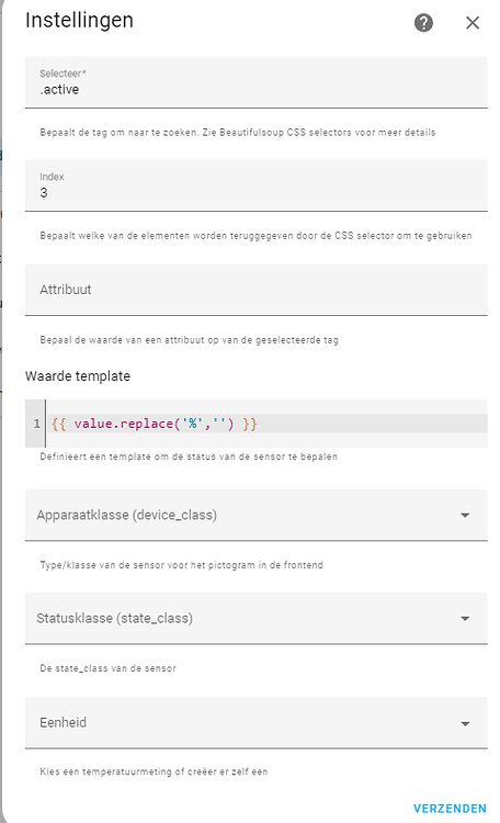 Scrape strange issue, can't configure device or state class - want to have % value ...