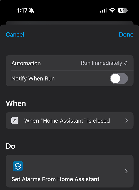 Sync Home Assistant Alarm Clock to iPhone alarms using shortcuts, ios ...