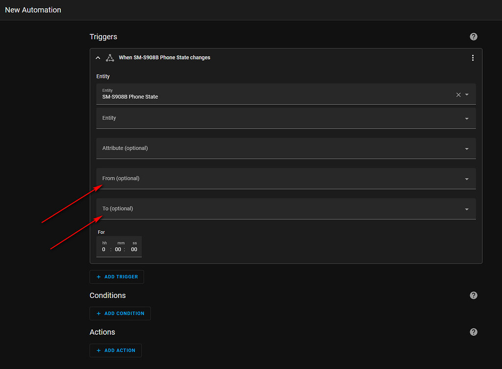 Trying To Use Sensor Phone State As Trigger But Cant Set Idle And Ringing In The Automation