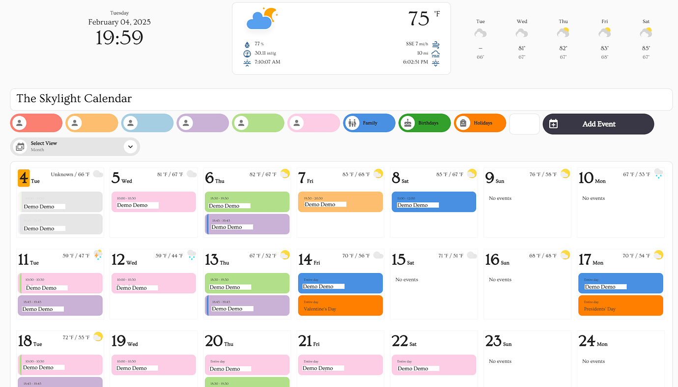DIY Family Calendar (Skylight) - Dashboards & Frontend - Home Assistant ...