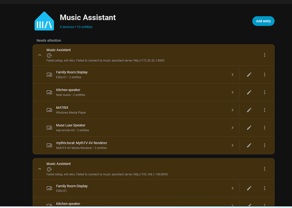 Music assistant hanging - Configuration - Home Assistant Community