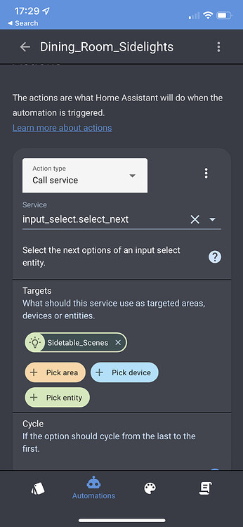 Automation to use a switch to cycle through input select ...