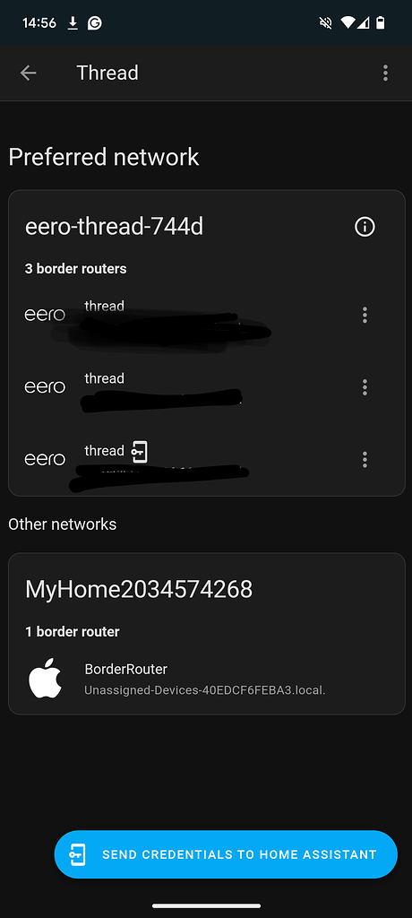 Connecting Matter Device (Nanoleaf Essentials) using Eero Thread as preferred network - Matter ...