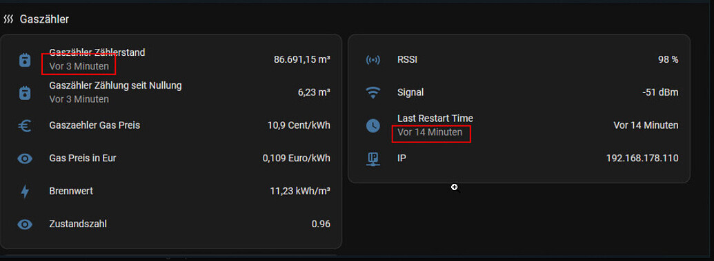 Gas Meter Reading / MQTT / Tasmota integration / counter entity: sensor ...