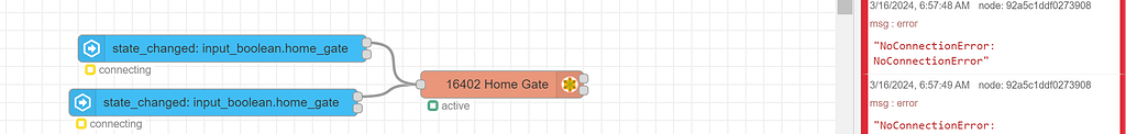 Home Assistant Event State Nodes keep saying connecting after updating nodes - Node-RED - Home ...