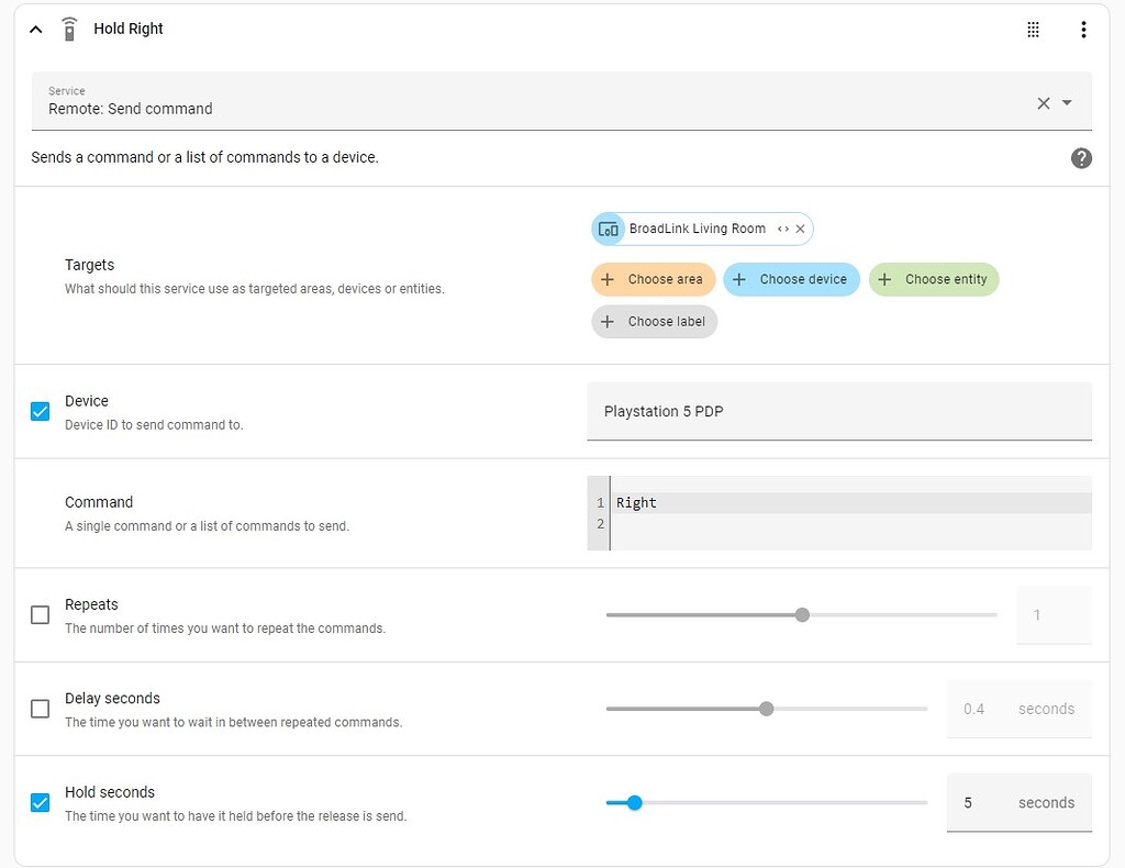 HOLD command not working - Configuration - Home Assistant Community