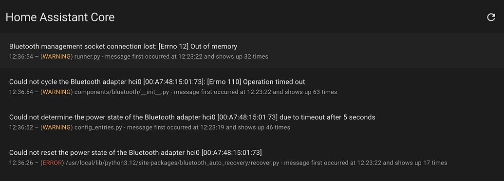 Failure adding new BT adapter - Configuration - Home Assistant Community