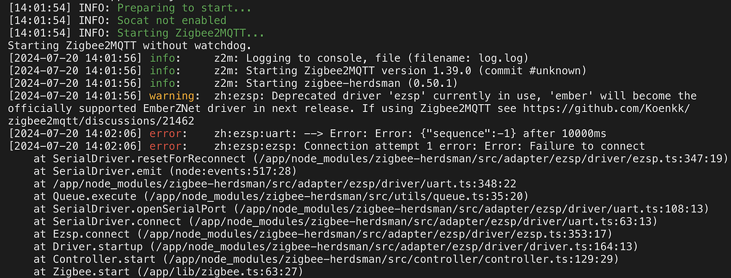 Zigbee2Mqtt failed to start Sonoff Dongle P - Zigbee - Home Assistant Community