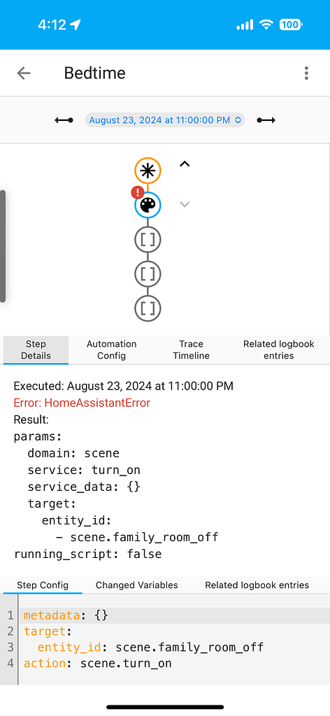 Scene Activation Zwave And Homeassistanterror In Trace Configuration Home Assistant