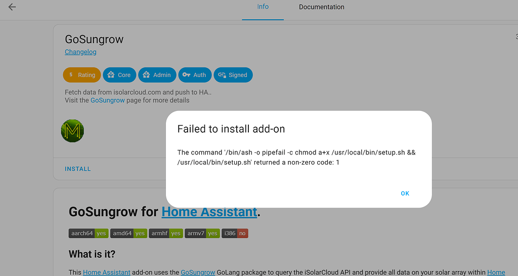 Unable to install GoSungrow addon - Home Assistant OS - Home Assistant Community