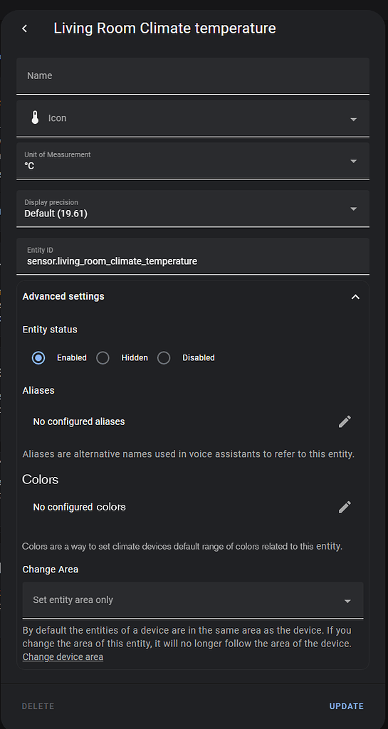 Temperature entity color option to add to the direction of the more ...