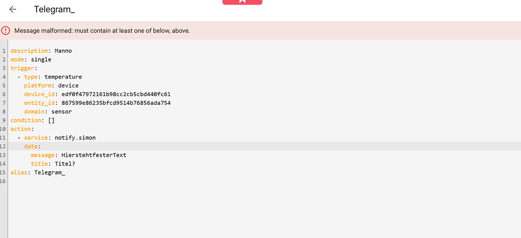 Message malformed: must contain at least one of below, above - Home Assistant Community