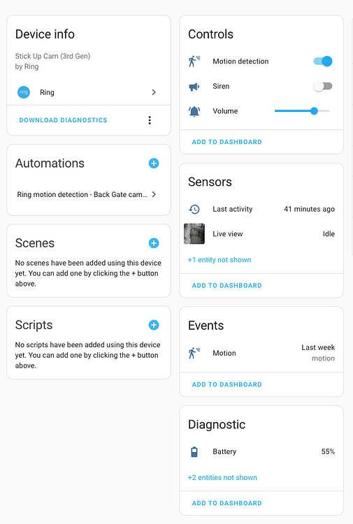 How (best) to interface Ring Camera motion sensors to Alarmo ...