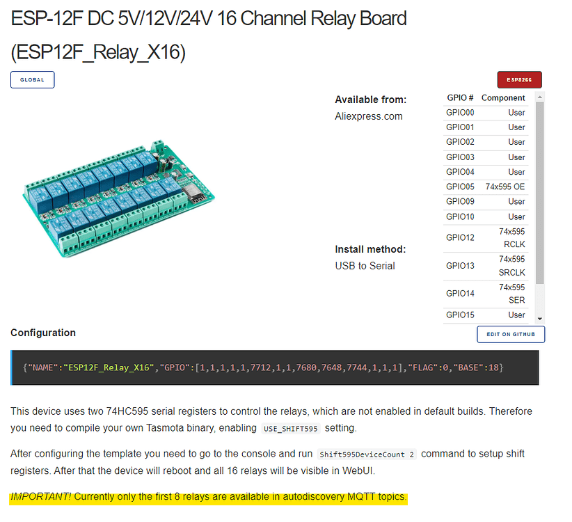 16xRelay with ESP12F Onboard - only 8 relay in HA - Configuration ...