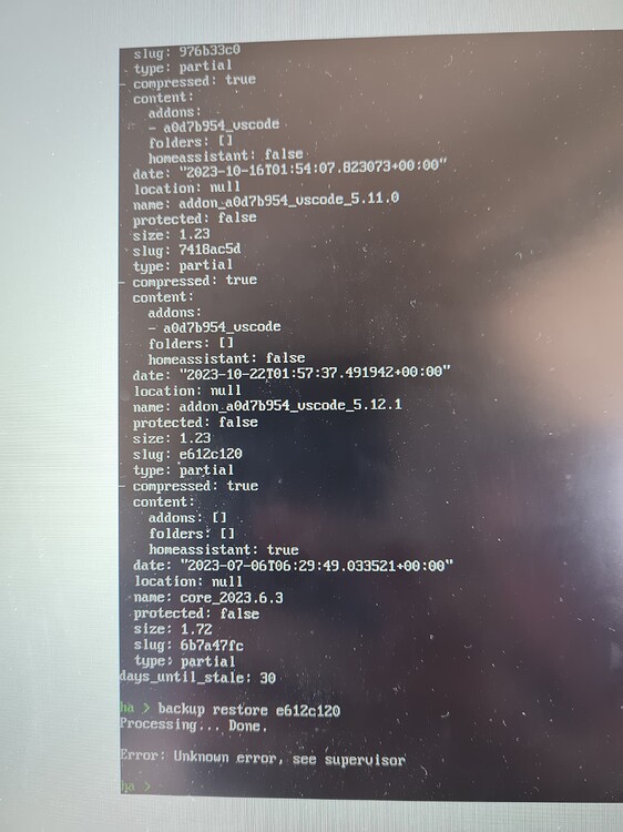 Restore Backup Fail With Error Unknown Error See Supervisor Backup
