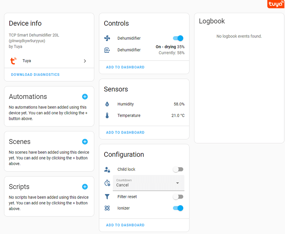 Success - TCP Smart Dehumidifier - Hardware - Home Assistant Community