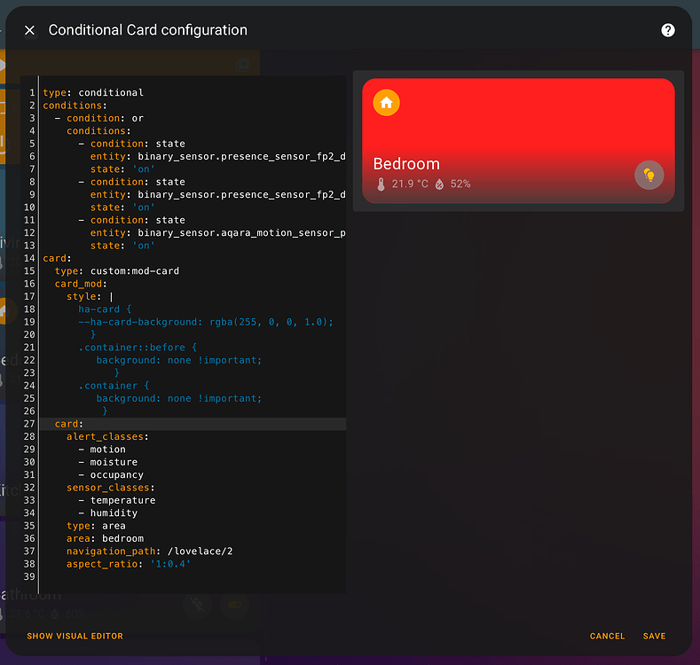 Area card background removal - Frontend - Home Assistant Community