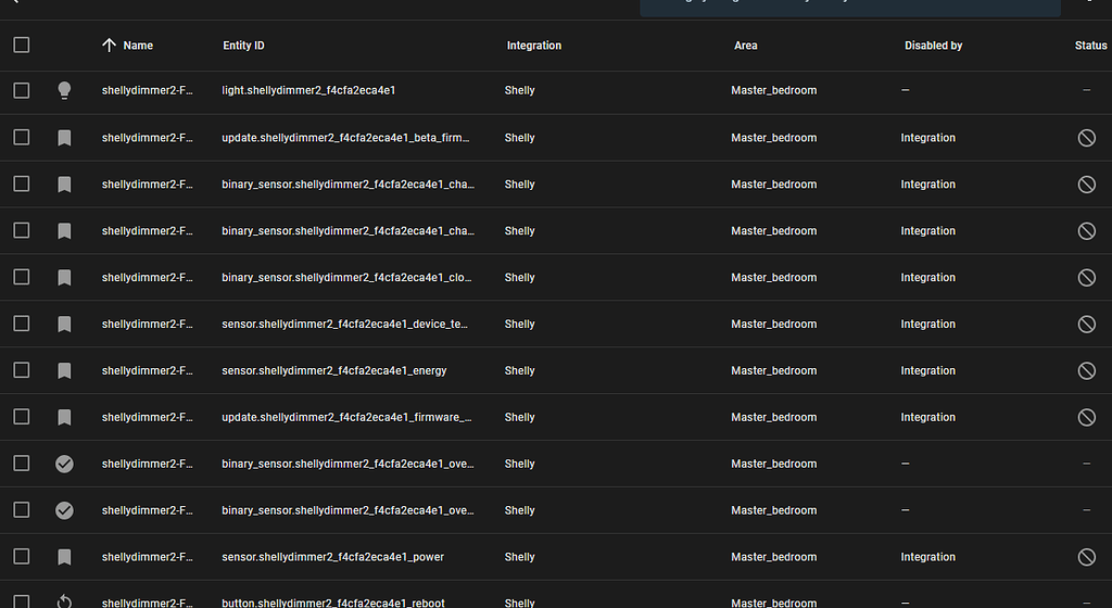 Shelly Dimmer2 entities disabled by integration - Third party integrations - Home Assistant ...