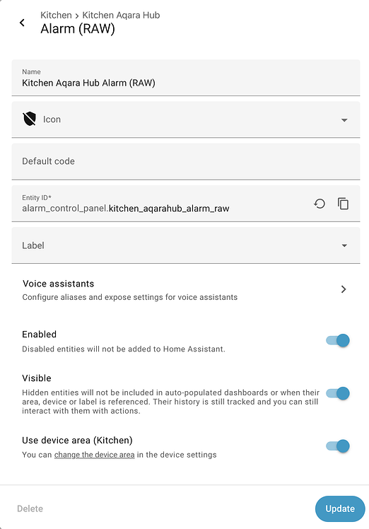 Possible to customise alarm_control_panel to hide u supported modes ...