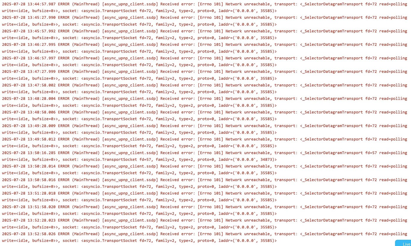 UpNp error every 30 seconds - Home Assistant OS - Home Assistant Community