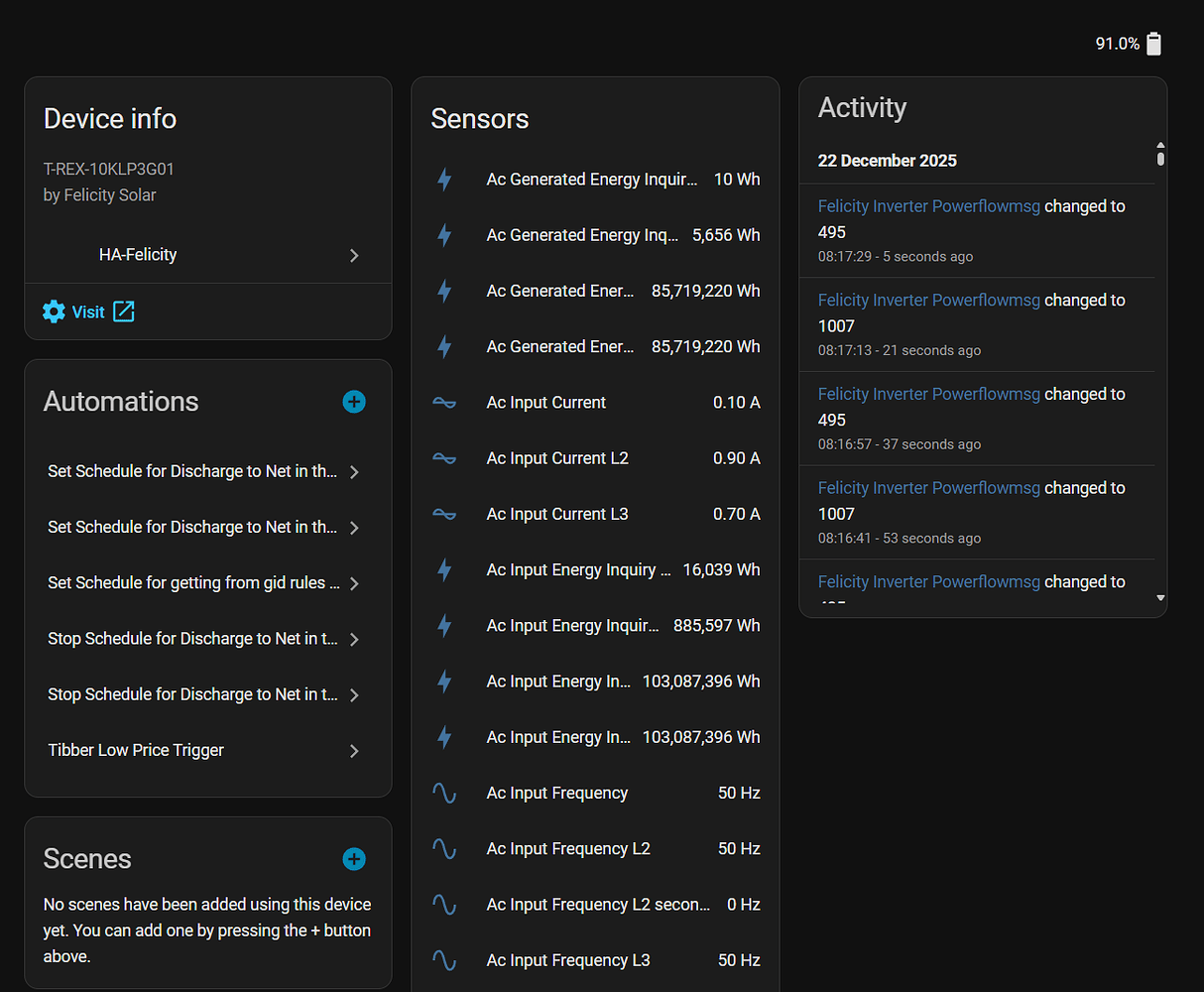 Felicity inverter integration launched - Custom Integrations - Home Assistant Community