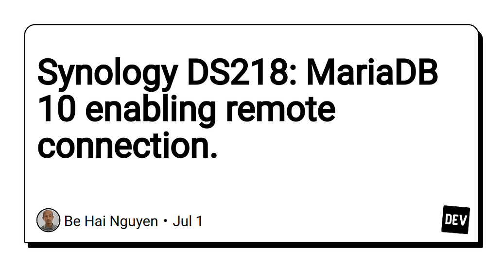 Unable to connect to Mariadb installed on Synology - Configuration - Home Assistant Community