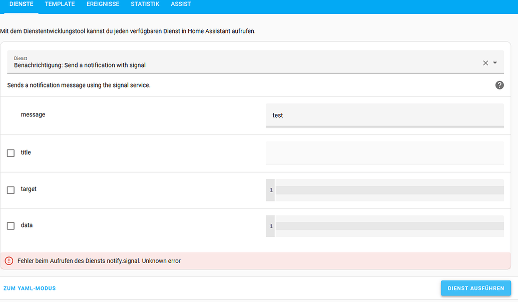 Signal messenger / unknown error - Configuration - Home Assistant Community