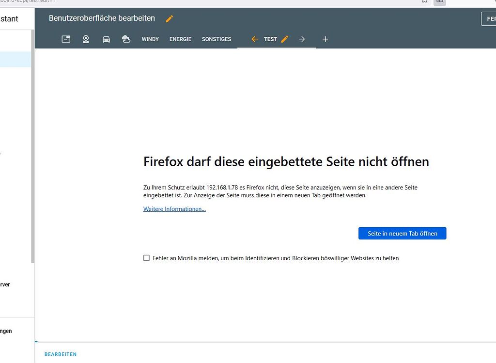 Firefox is not allowed to open this embedded page - Frontend - Home ...