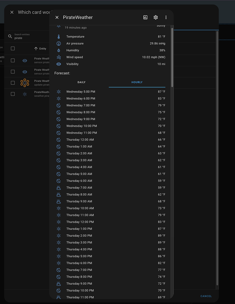 Trying to plot the weather forecast from pirate weather to a plotly ...