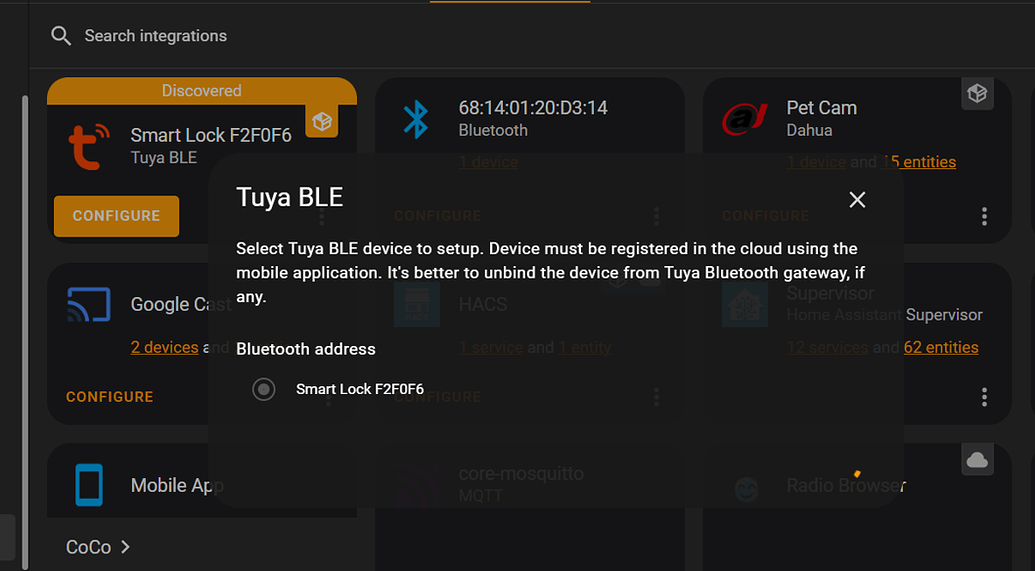 Tuya BLE integration, includes fingerbot - Third party integrations ...