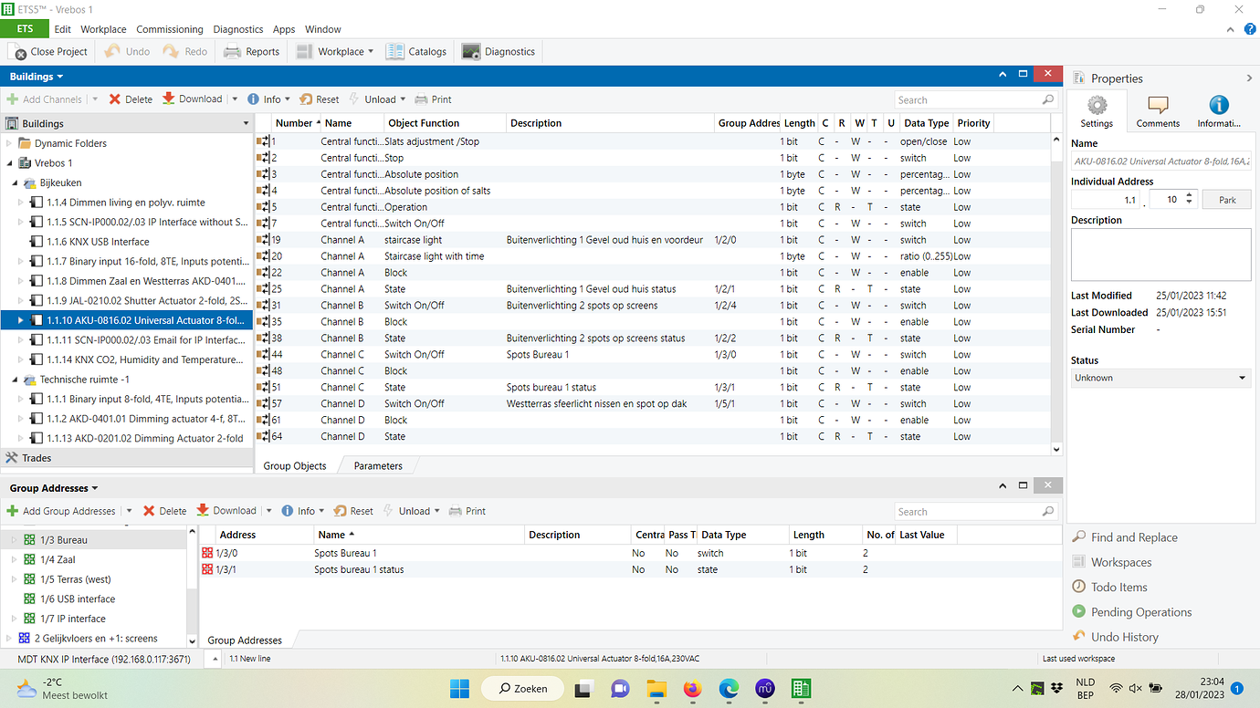 Could not sync group address... L_DATA_CON Data Link Layer Confirmation timed out for ...