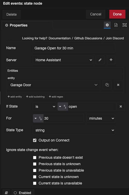 Garage Alerts using Node Red - Node-RED - Home Assistant Community