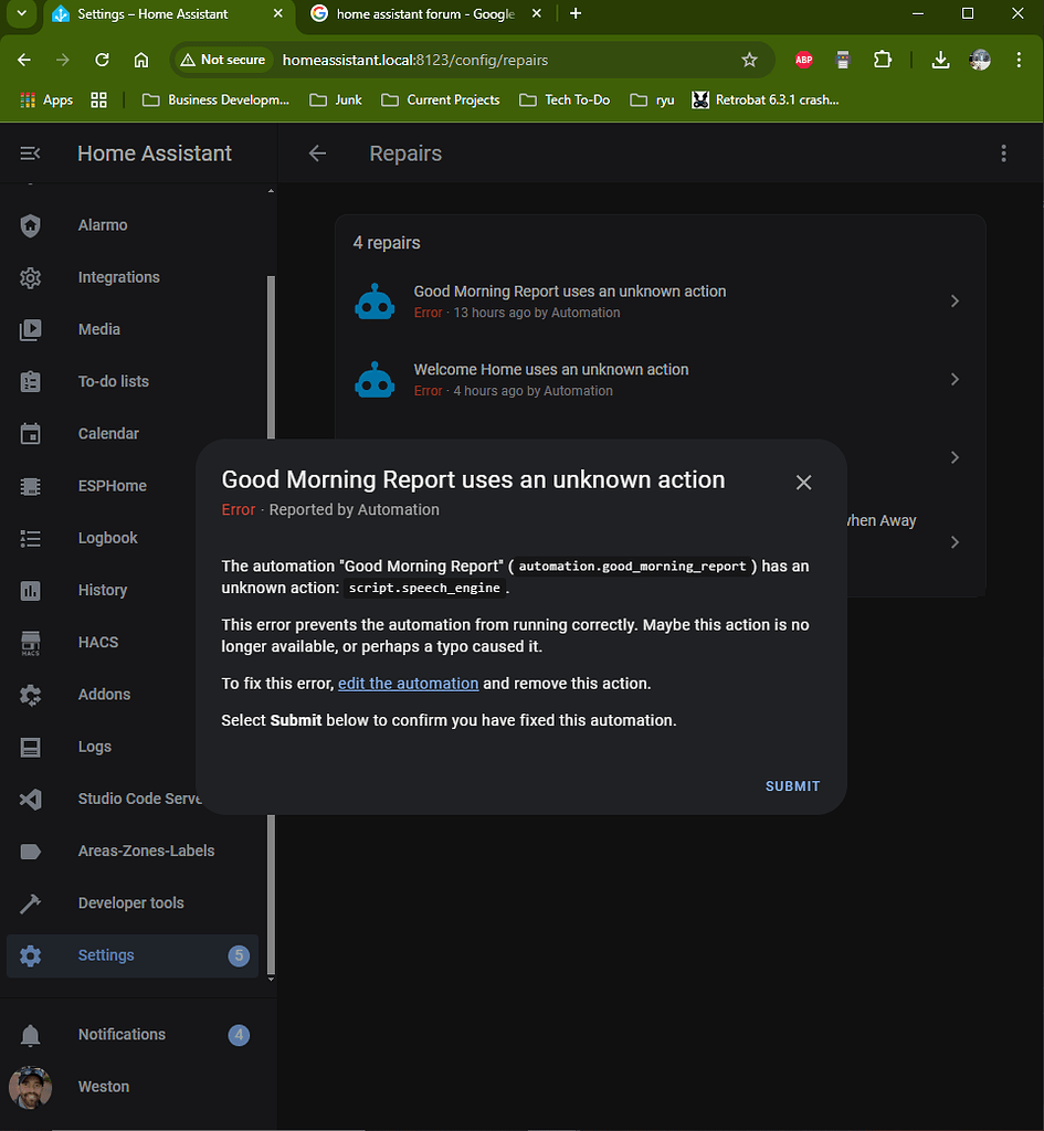 Moved scripts from package to gui/ frontend and now automations are saying they have an "unknown ...